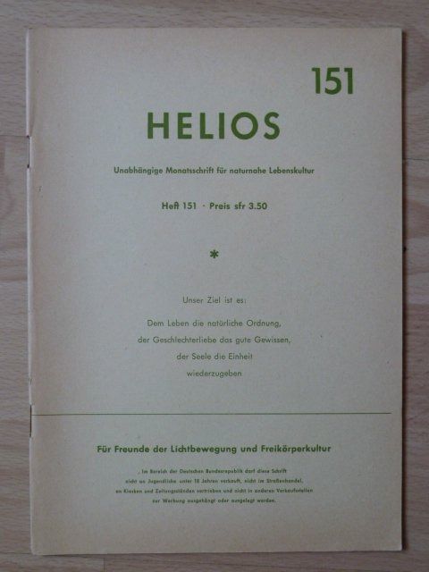 FKK MAGAZIN Helios 151 (März 1964) (Gebraucht) in Basel für CHF 18 ...