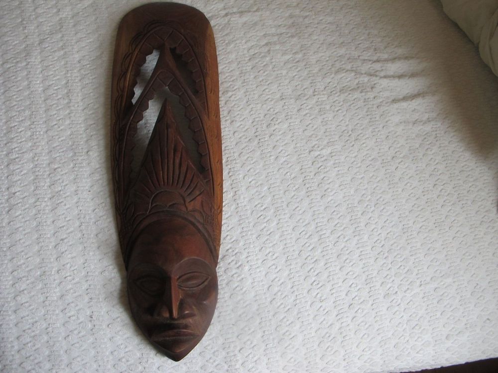 Afrikanische Wandmaske Holz Maske geschnitzt Afrika 65 cm | Kaufen auf Ricardo