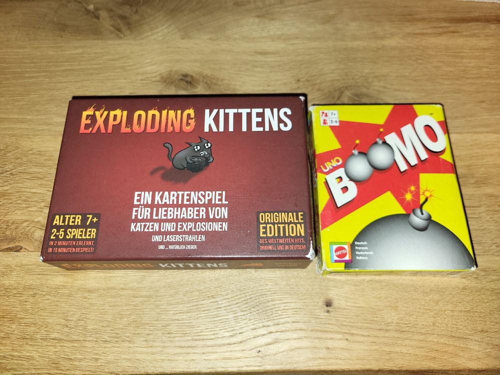 Exploding Kittens + UNO Boomo [Karten neuwertig] (Neu (gemäss ...