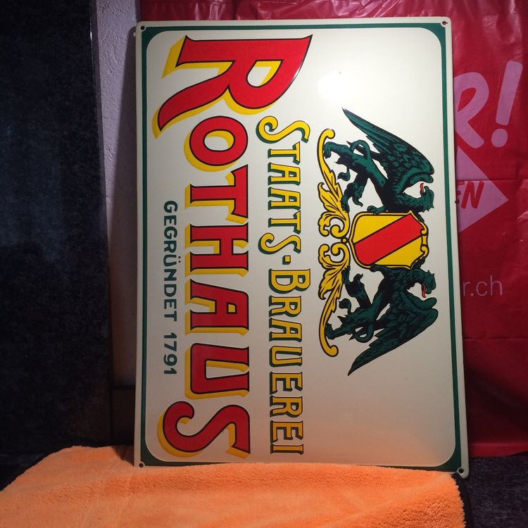 ORIG.EMAILLE-SCHILD/EIN BADISCHES KULTURGUT...! ROTHAUS-BIER (Gebraucht ...