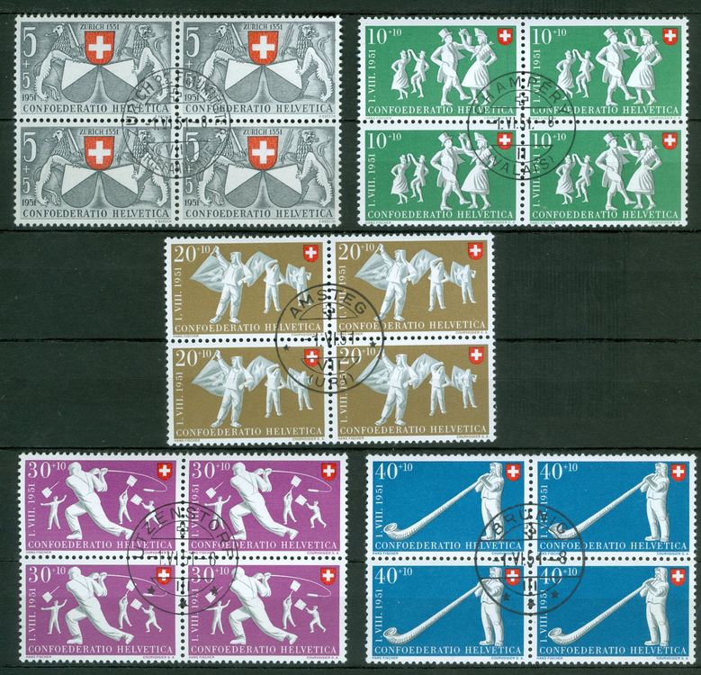 1951 Schweiz Pro Patria Viererblocks | Kaufen auf Ricardo