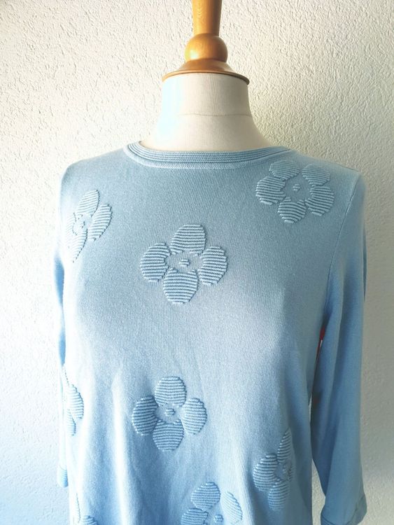 PULLOVER PULLI PETER HAHN 40 L HELLBLAU BLÜTEN DESIGN TOP (Neu (gemäss Beschreibung)) in Elsau ...