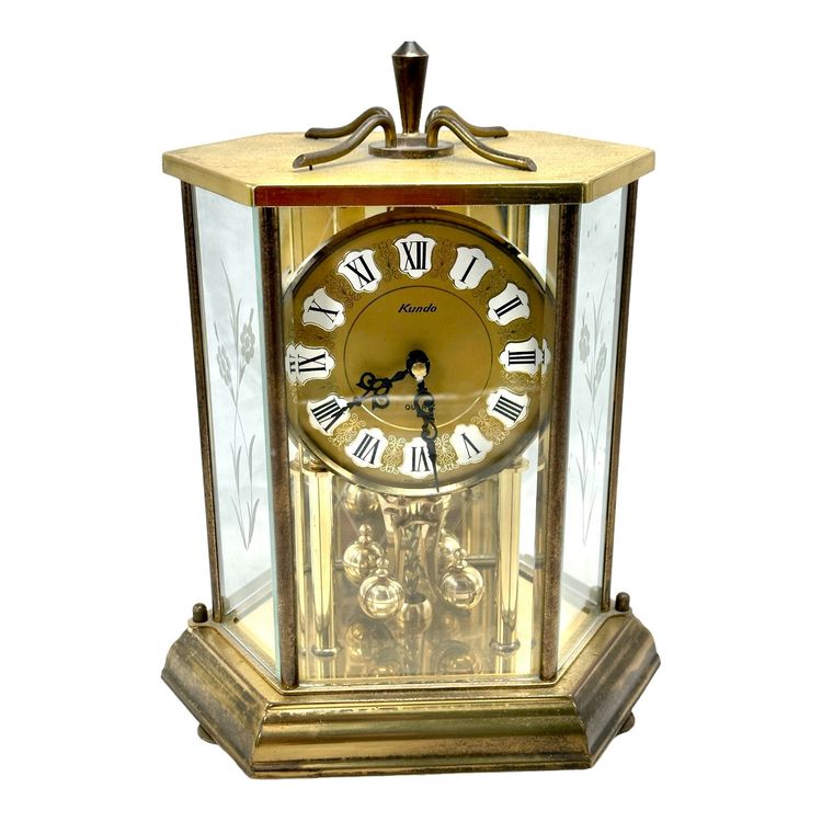 Horloge KUNDO quartz verre biseauté gravé fleurs et laiton | Kaufen auf ...