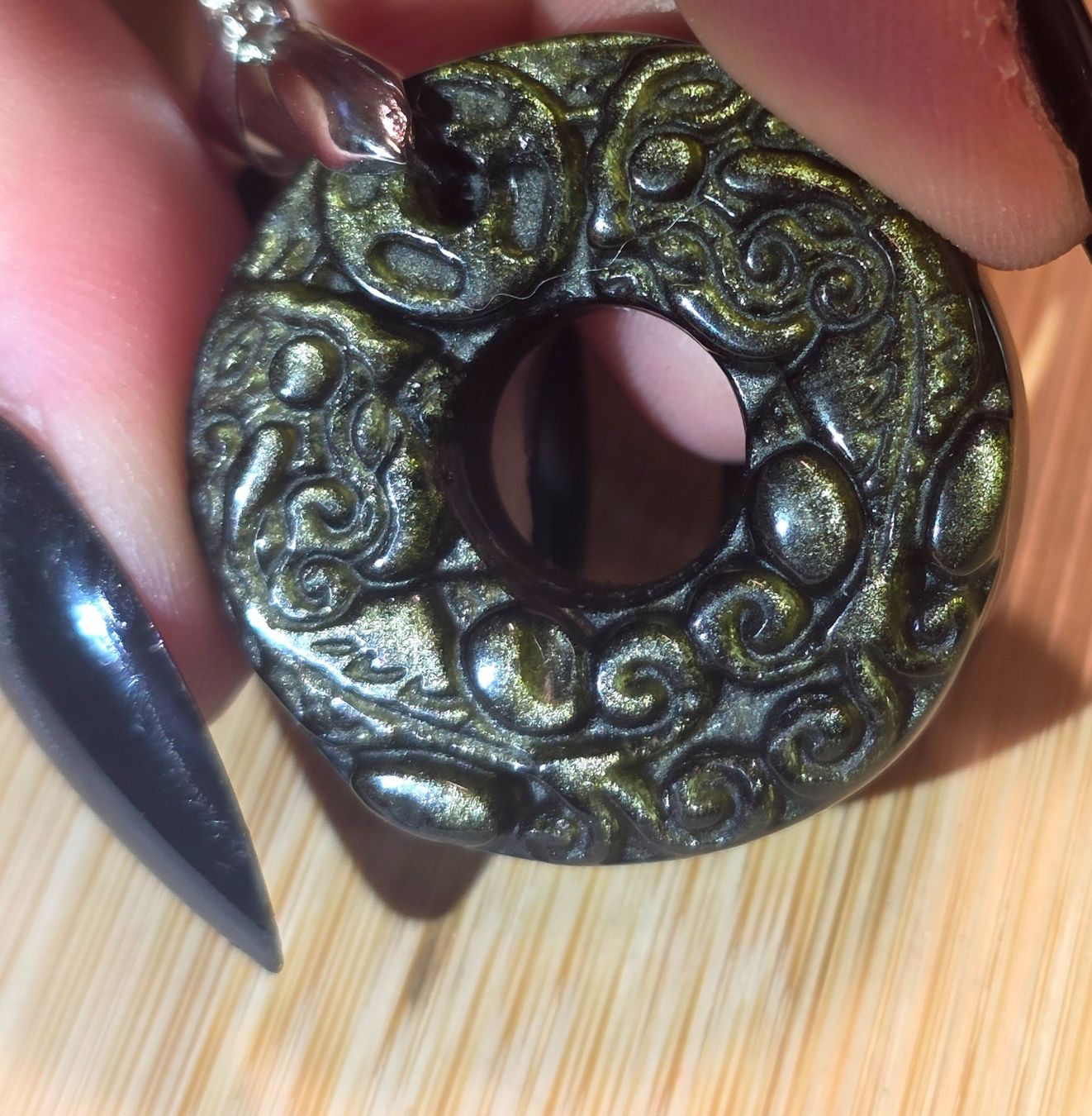 Goldobsidian Pixiu Pi Scheibe mit Metallöse (Neu und originalverpackt ...