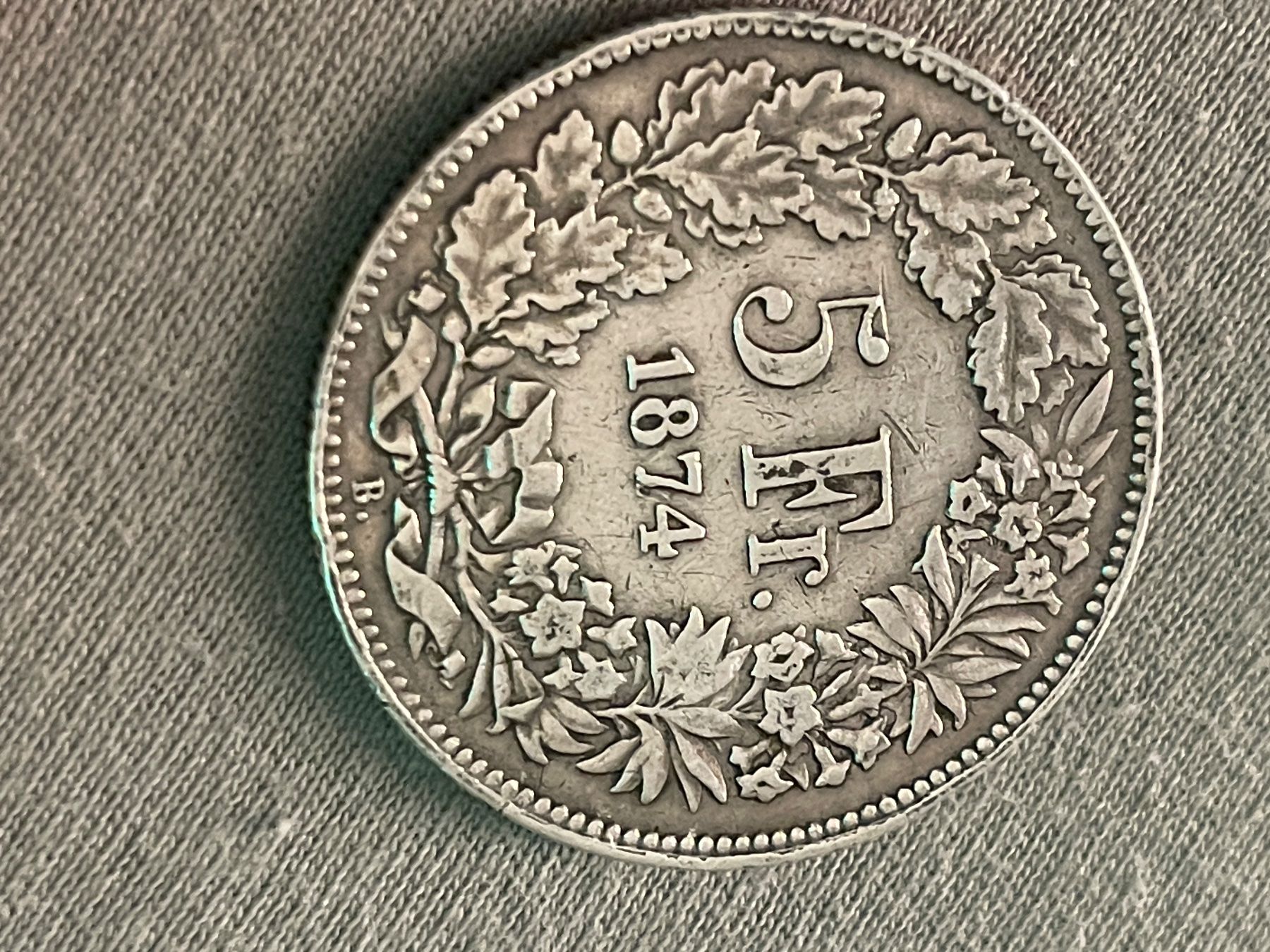 Swiss 5 Francs Silver Coin 1874 - Collectible Relic! (Gebraucht) in ...