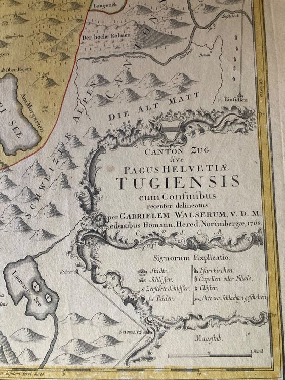 Alte Karte Zuger See, Ägeri See (Egerie See), Kt. Zug 1768 (Gebraucht) in Adliswil für CHF 750 ...