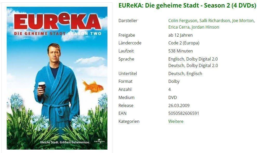 EUReKA: Die geheime Stadt - Season 2 (Gebraucht) in Buchrain für CHF 7 ...