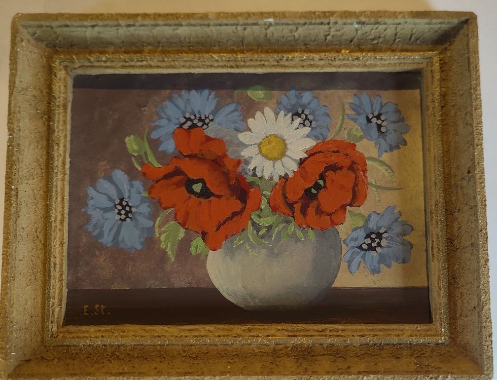 Gemälde Blumen in Goldrahmen, signiert E. St. (Gebraucht) in Luterbach für CHF 999 – nur ...