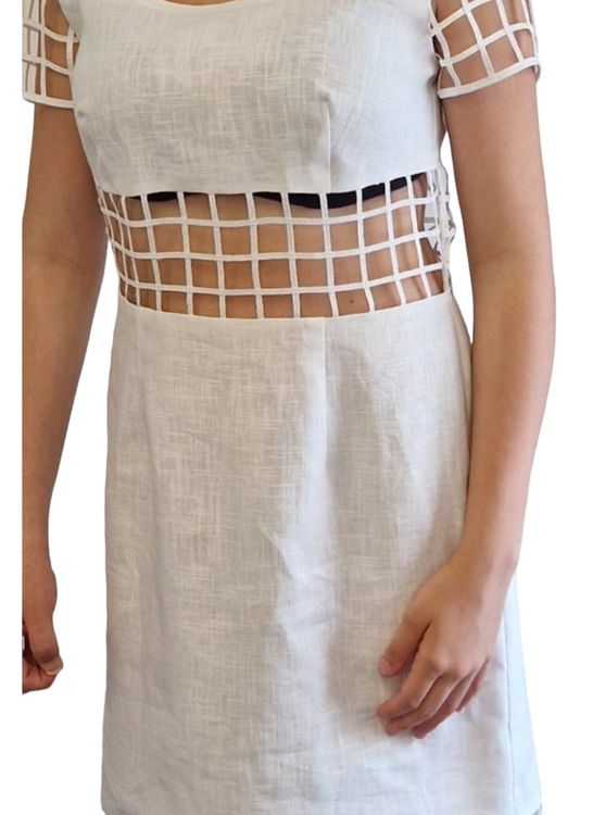 Robe lin blanc fantaisie haute couture t.38 pc UNIQUE (Neuf avec ...