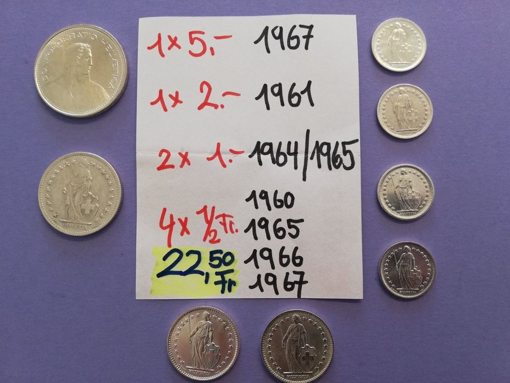 Schweizer Silbermünzen 5Fr/2Fr/1Fr/50Rp | Kaufen auf Ricardo