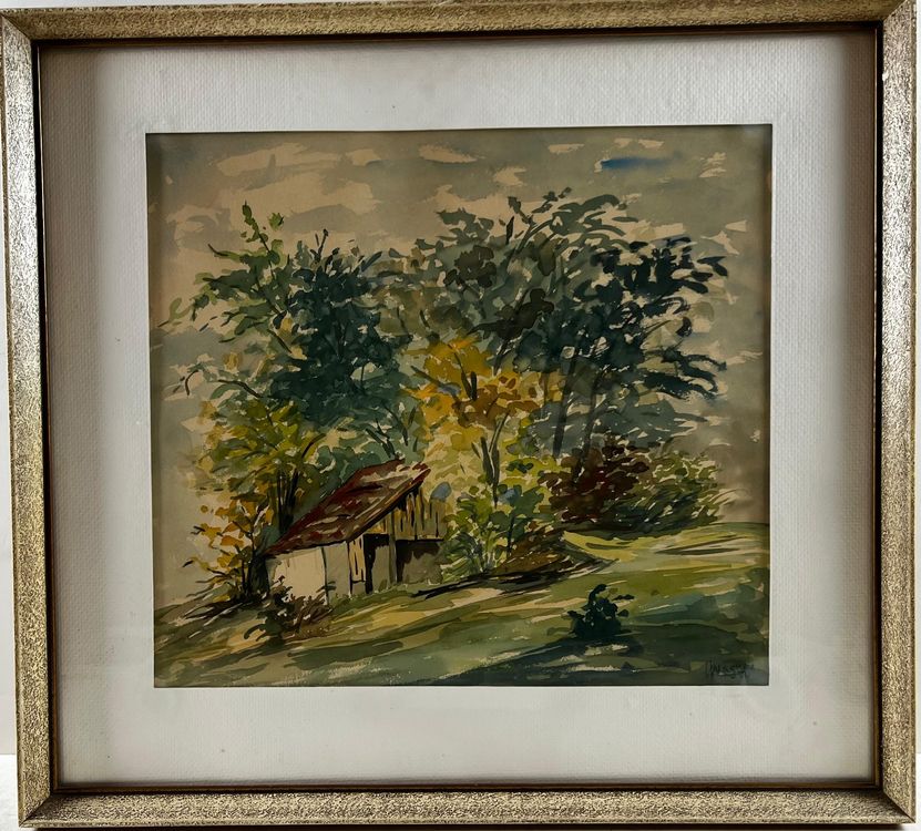 Frühling im Dorf Aquarell Signiert Datiert. | Kaufen auf Ricardo