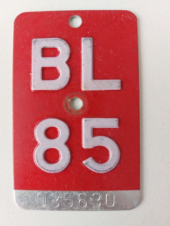 Velonummer BL 85 plaque Velo (D'occasion) à Schenkon pour CHF 10 – avec ...