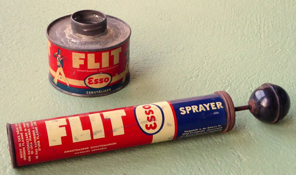 uralte ESSO FLIT FLEURIER Dose/Sprayer - kein Emailschild (Gebraucht ...