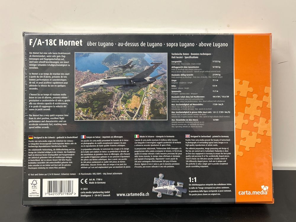 Neu Carta Media 500 Teile Puzzle F/A-18 Hornet über Lugano (Neu und originalverpackt) in Inwil ...