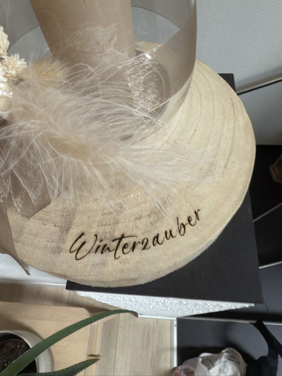 Winterzauber Kerzenständer Holzscheibe - Neu (Neuf (Voir description ...