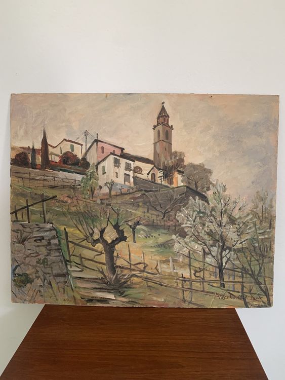 Ugo Zaccheo, Ronco sopra Ascona (olio su cartone, 69x55cm) (Gebraucht ...