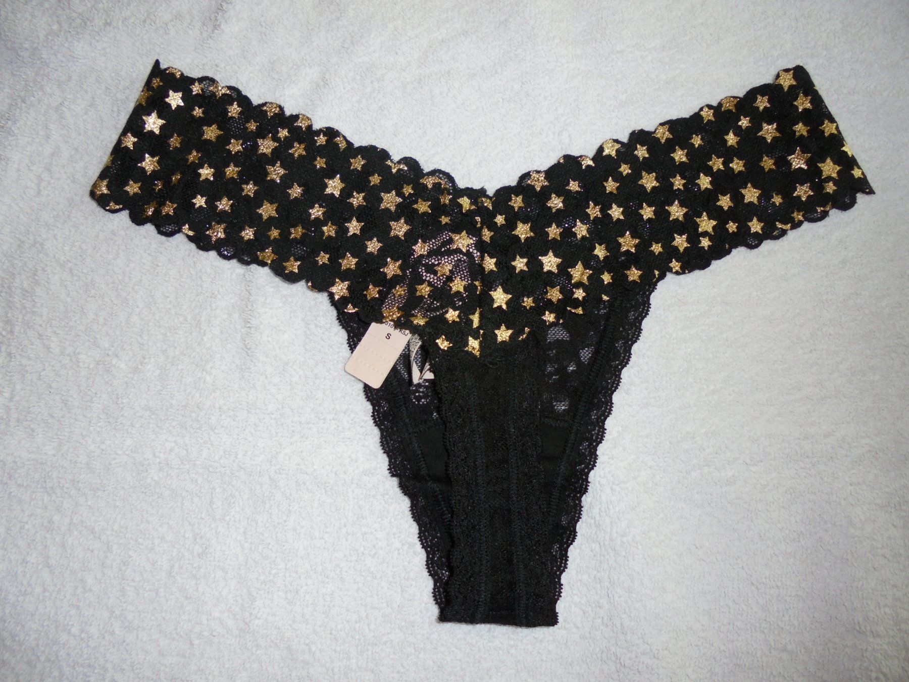 VICTORIA'S SECRET LACIE THONG, S, NEU, MIT GOLDENEN STERNEN (Neu und ...