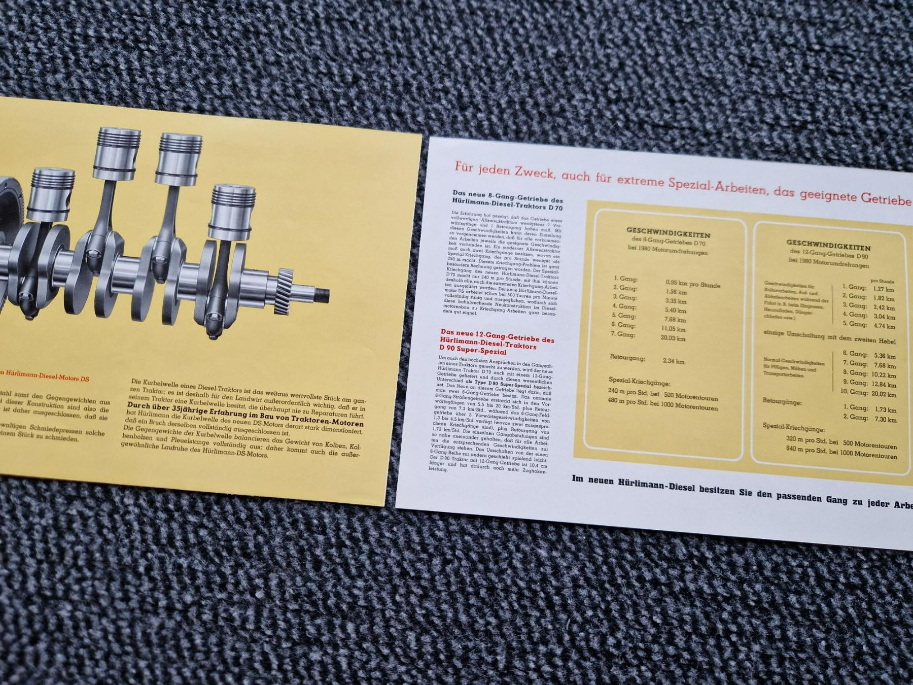 Original Prospekt Blätter Hürlimann Motor / Traktor (Gebraucht) in ...