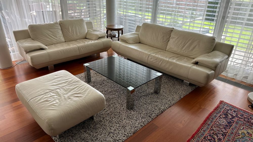 2 Leder Sofas inkl. Leder Hocker (Gebraucht) in Zürich für CHF 150 ...