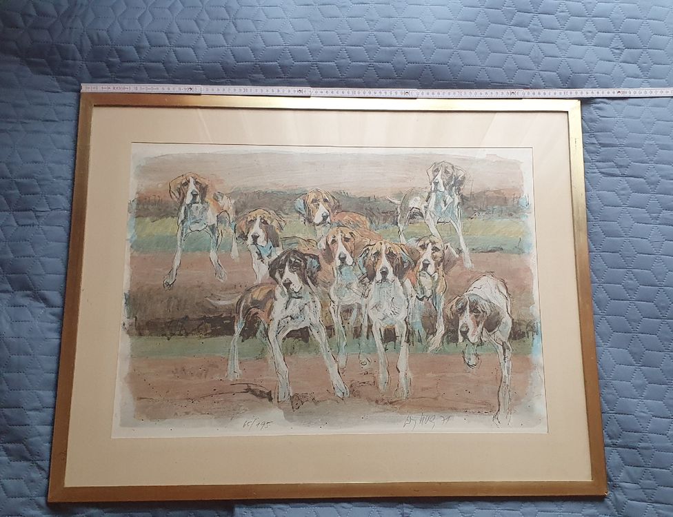 Fritz Hug Lithographie Hundemeute original 1971 (Gebraucht) in Anwil für CHF 99 – nur Abholung ...