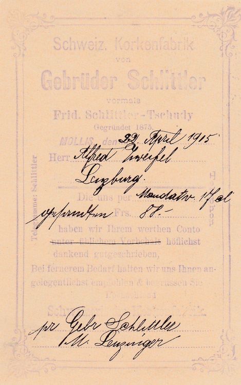 Mollis,GL,Schweiz.Kork-Fabrik,1915, Gebr (Gebraucht) in Lausen für CHF 28 – mit Lieferung auf ...