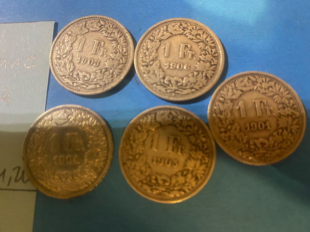 SUISSE : 5 X 1 FRANC 1901-1903-1904-1905-1906- ARGENT | Kaufen auf Ricardo