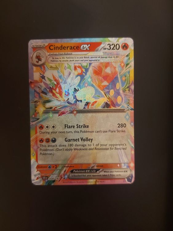 Pokemon Stellar Crown Price Cinderace Ex 028/142 - Pokemon TCG Stellar ...