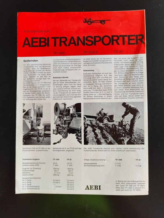Original Prospekt Aebi Transporter (Gebraucht) in Langendorf für CHF 14 – mit Lieferung auf ...