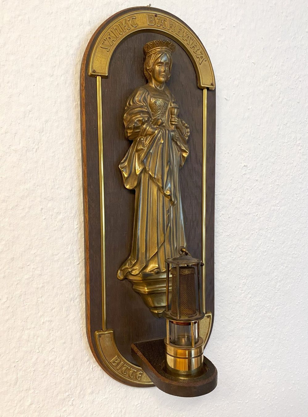 Heilige Barbara Holz Relief mit Bergbau Lampe (D'occasion) à ...