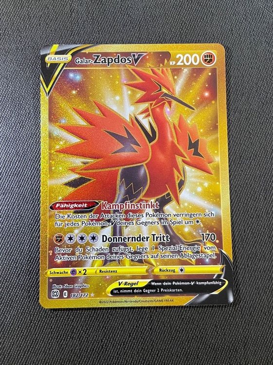 Pokemon Galar Zapdos-V (182/172) Gold (Neu (gemäss Beschreibung)) in ...