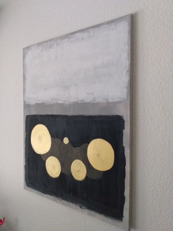 Unikat minimalistisch abstrakt Bild mit goldenen Motiven, XL | Kaufen auf Ricardo