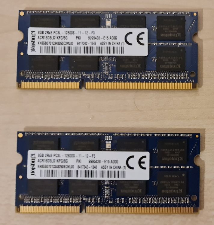 RAM Kingston 2x8 GB DDR3 Module PC3L 12800S Laptop (Neu (gemäss ...