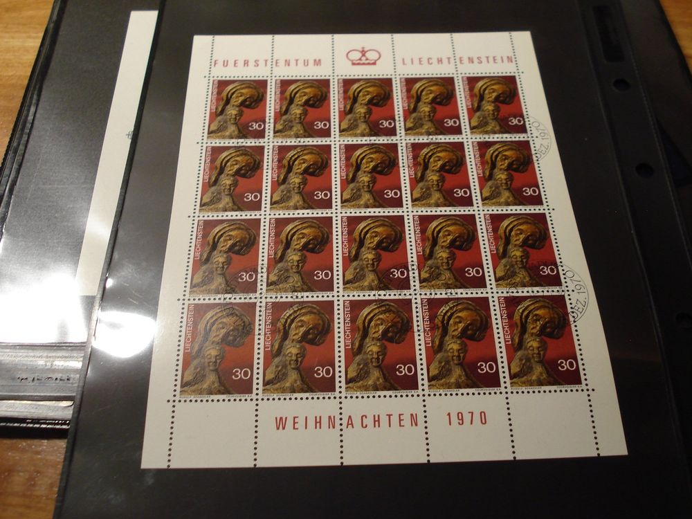 Bogen Liechtenstein 1970, Weihnachtsmarke ET-o (Gebraucht) in Niederwil AG für CHF 1 – mit ...