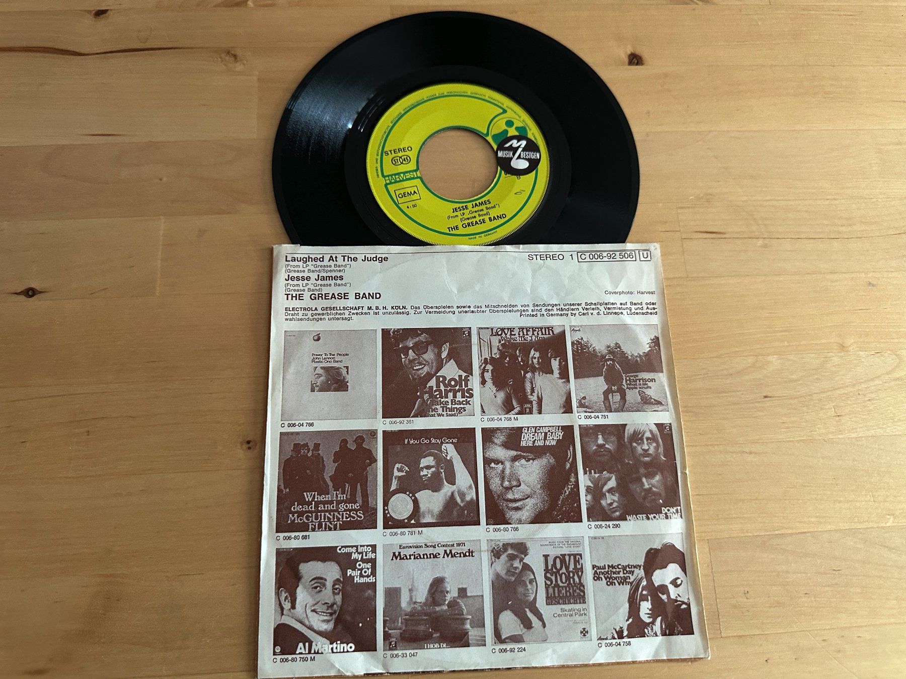 THE GREASE BAND rare Laughed at the judge Single 70's Kult (Gebraucht ...