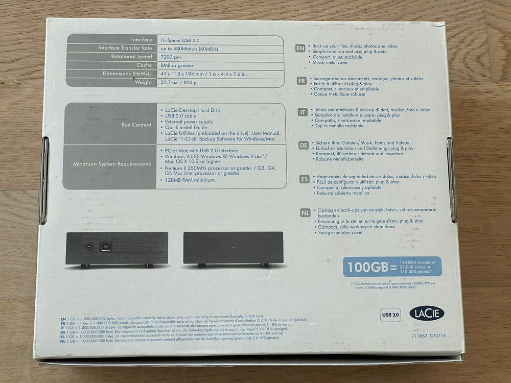 LaCie Desktop Hard Disk 500GB USB 2.0 HDD | Kaufen auf Ricardo