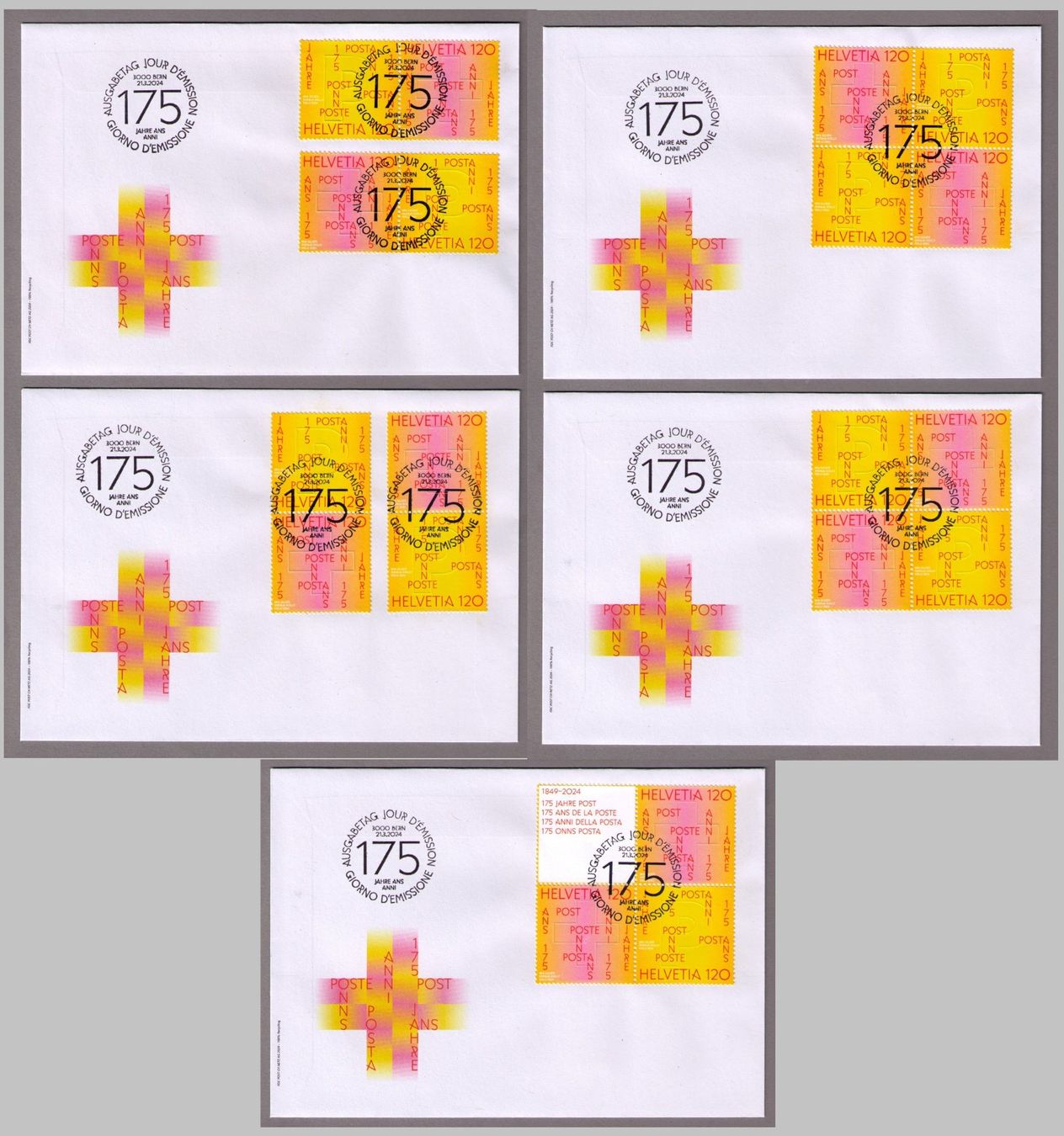 2024_175 Jahre POST_ALLE 7 KOMBINATIONEN !_FDC VOLLSTEMPEL ! (Gebraucht) in Marthalen für CHF 67 ...