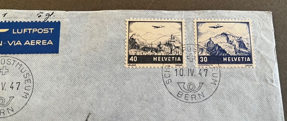 1948 Flugpost Landschaften ZNr. 43-44 Satz Luftpost (Gebraucht) in Rorschach für CHF 8 – mit ...