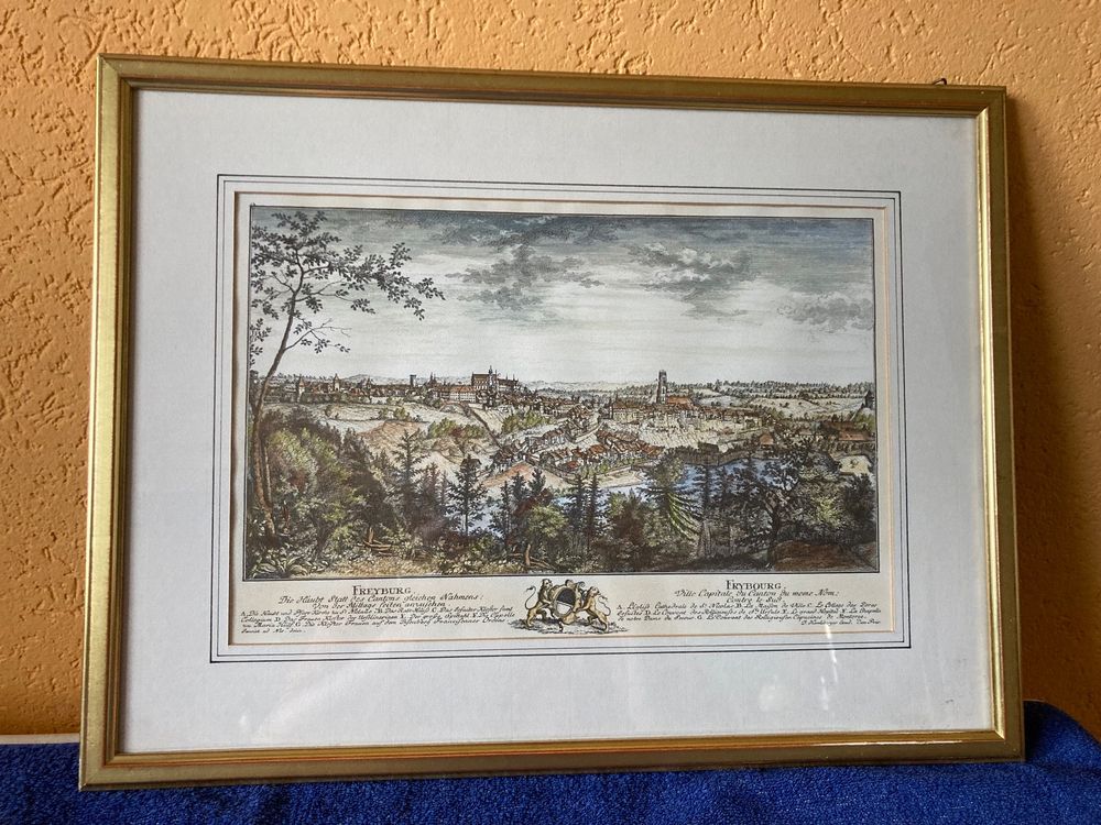 Antiker Kupferstich Freiburg Stadtansicht gerahmt (Gebraucht) in Plasselb für CHF 28 – mit ...