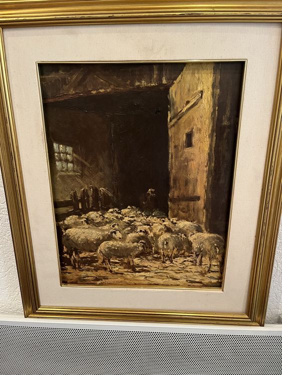 Peinture huile sur toile Troupeau le matin Andreas Betz (D'occasion) à ...