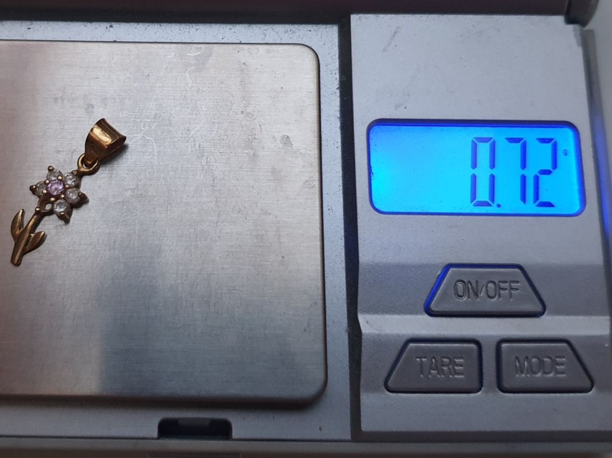 🌔 ⚜️ *Gold 14k .585 0.72g* Flower with pink topaz (Gebraucht) in ...