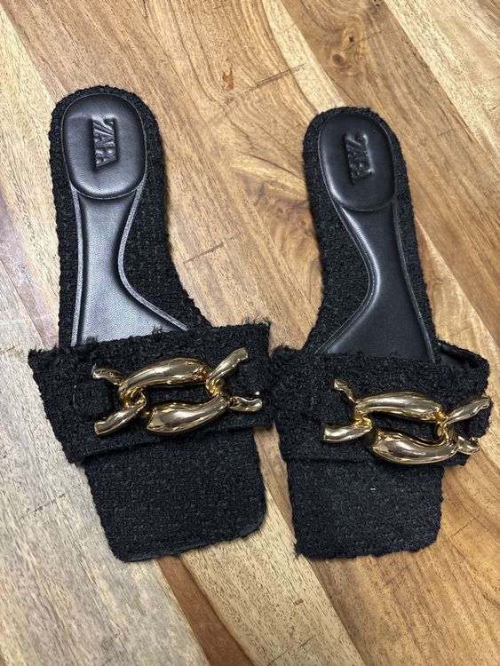 Zara Sandalen schwarz gold Kette Gr. 39 Blogger (Neu (gemäss Beschreibung)) in St. Gallen für ...