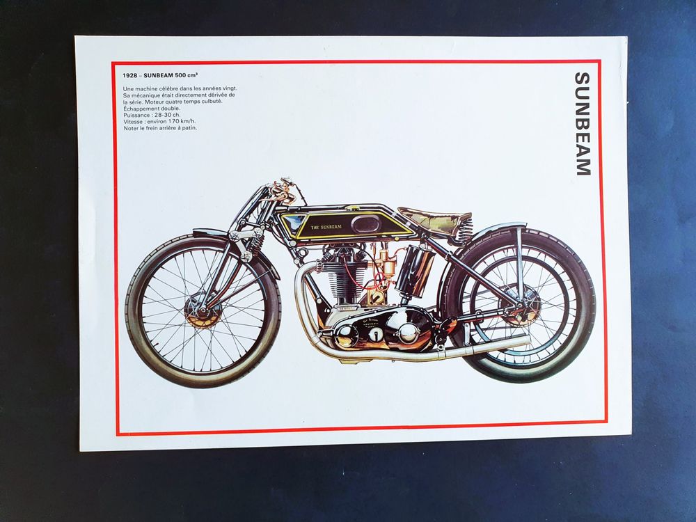 Mini poster format A4, Moto Sunbeam 500, 1928 (D'occasion) à Martigny ...