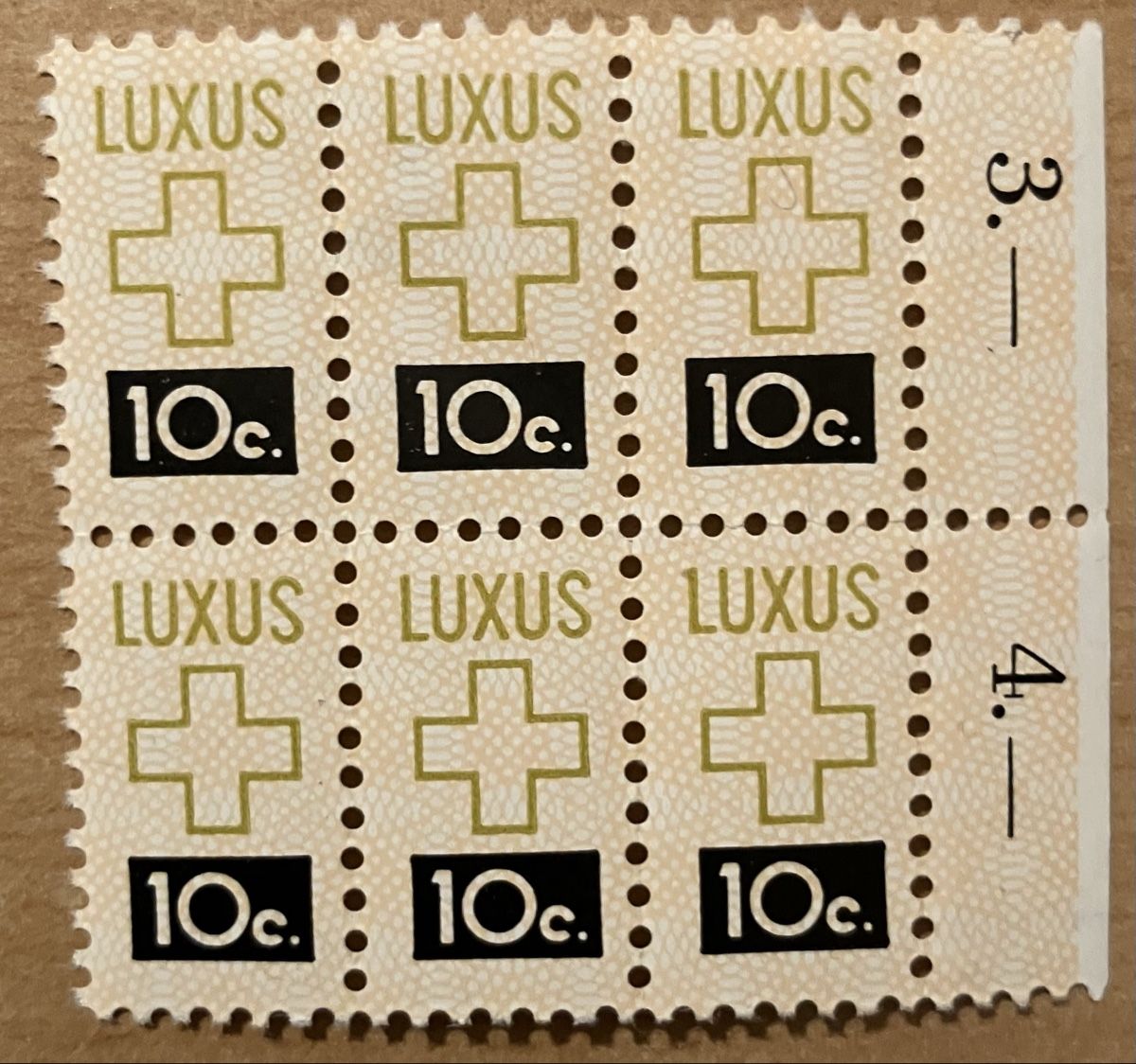 Luxus Briefmarke, 10c, Sechserblock, Fiskalmarken (Gebraucht) in ...