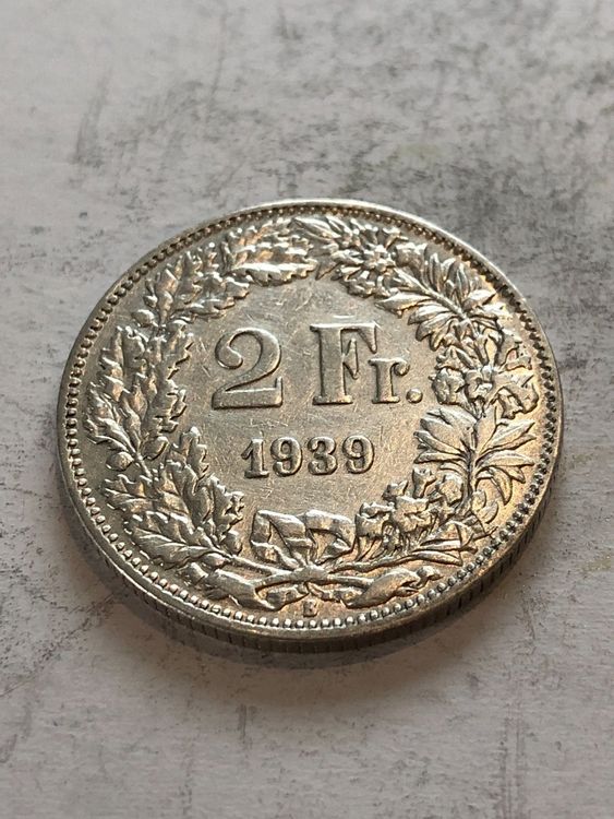 Schweiz 2 Franken 1939 Silber Rar (Gebraucht) in Flumenthal für CHF 7.8 – mit Lieferung auf ...