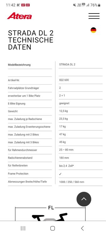 AHK Fahrradträger Atera Strada DL 2 (Gebraucht) in Vinelz für CHF 250 ...