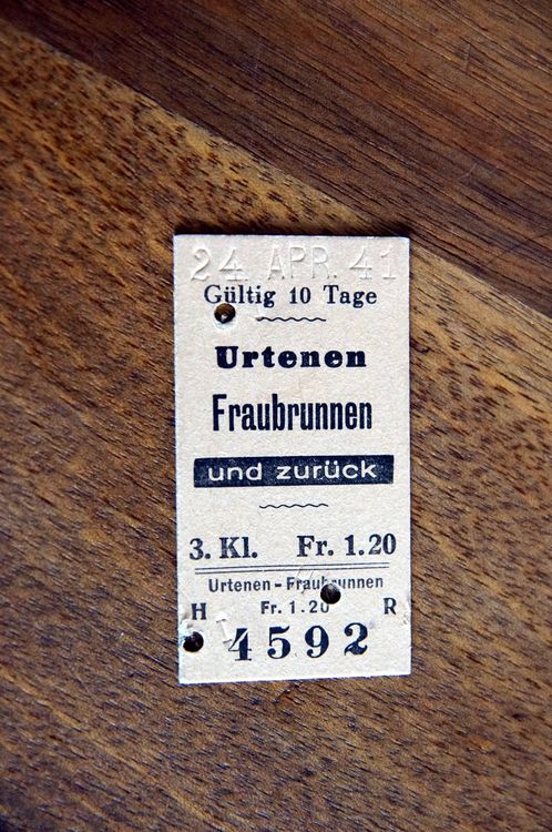 3.Kl. Billet Urtenen - Frauenbrunnen - 1941 (Gebraucht) in Schönenwerd für CHF 20 – mit ...