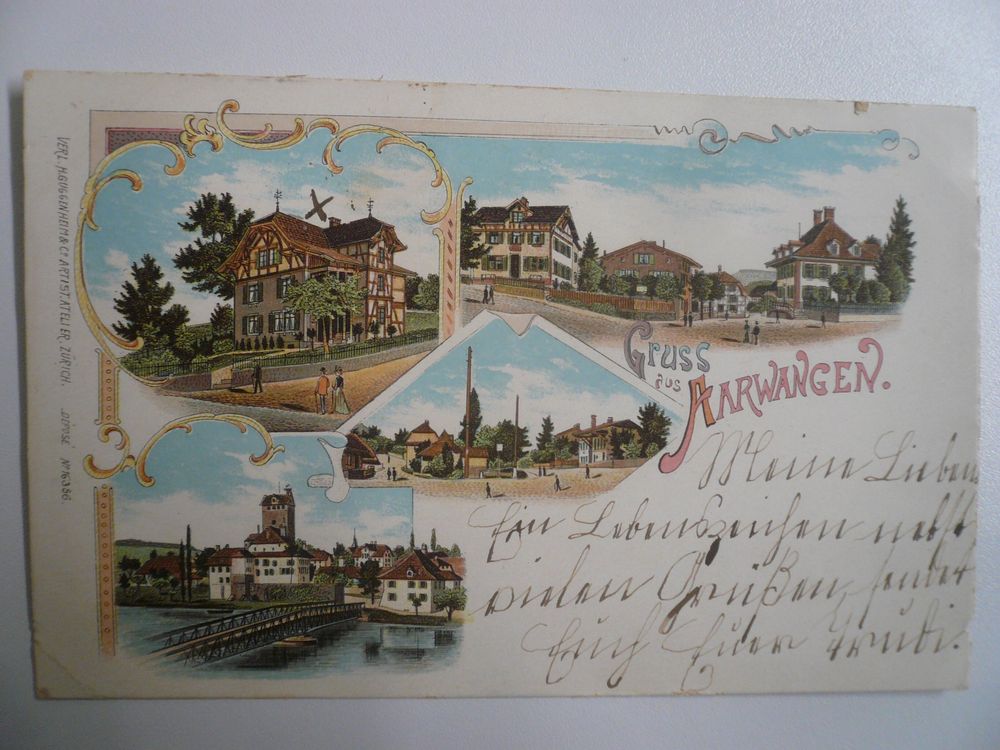 farbige LithoKarte AARWANGEN | Kaufen auf Ricardo