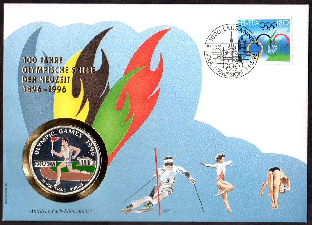 Silber-Numis, 100 Jahre Olympia, 1 Unze/999, Silberwert 60.- (Gebraucht ...