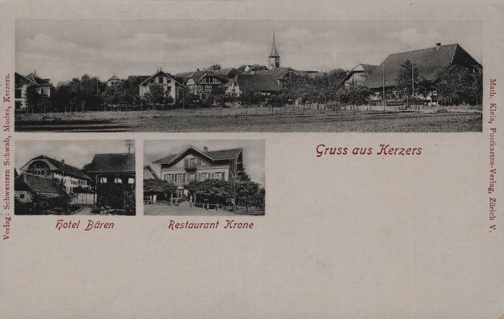 Gruss aus Kerzers. Hotel Bären, Restaurant Krone (Gebraucht) in Bronschhofen für CHF 12 – mit ...