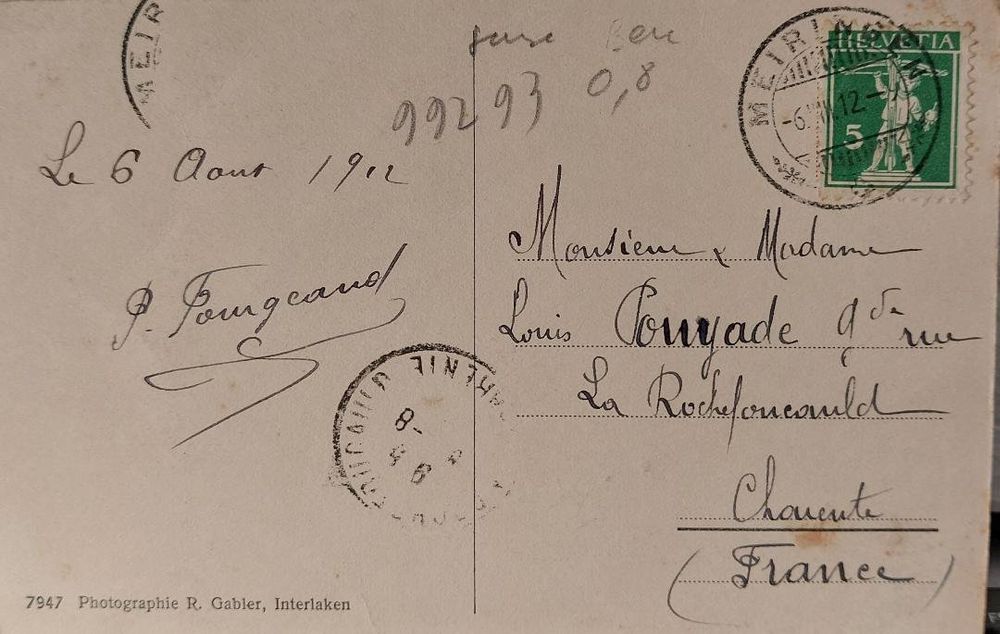 BRÜNIGSTRASSE und Sustenhörner - 1912 (D'occasion) à Delémont pour CHF ...